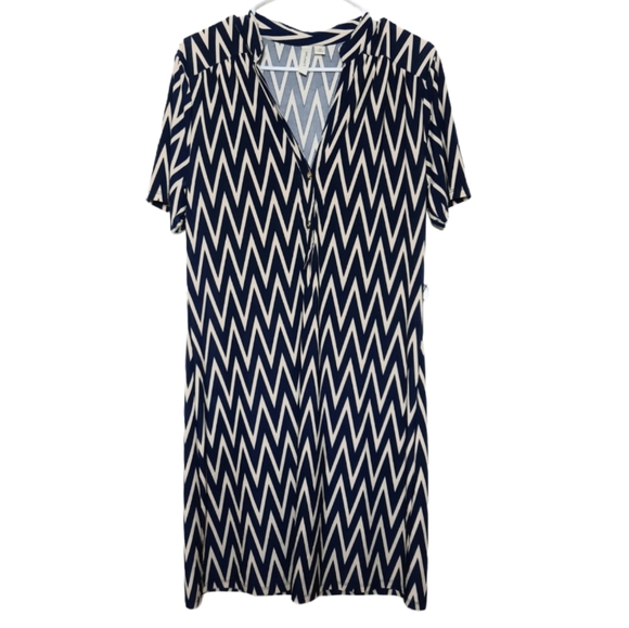 Tacera | Dresses | Tacera Navy Blue Tan Belted Chevron Dress V Neck ...